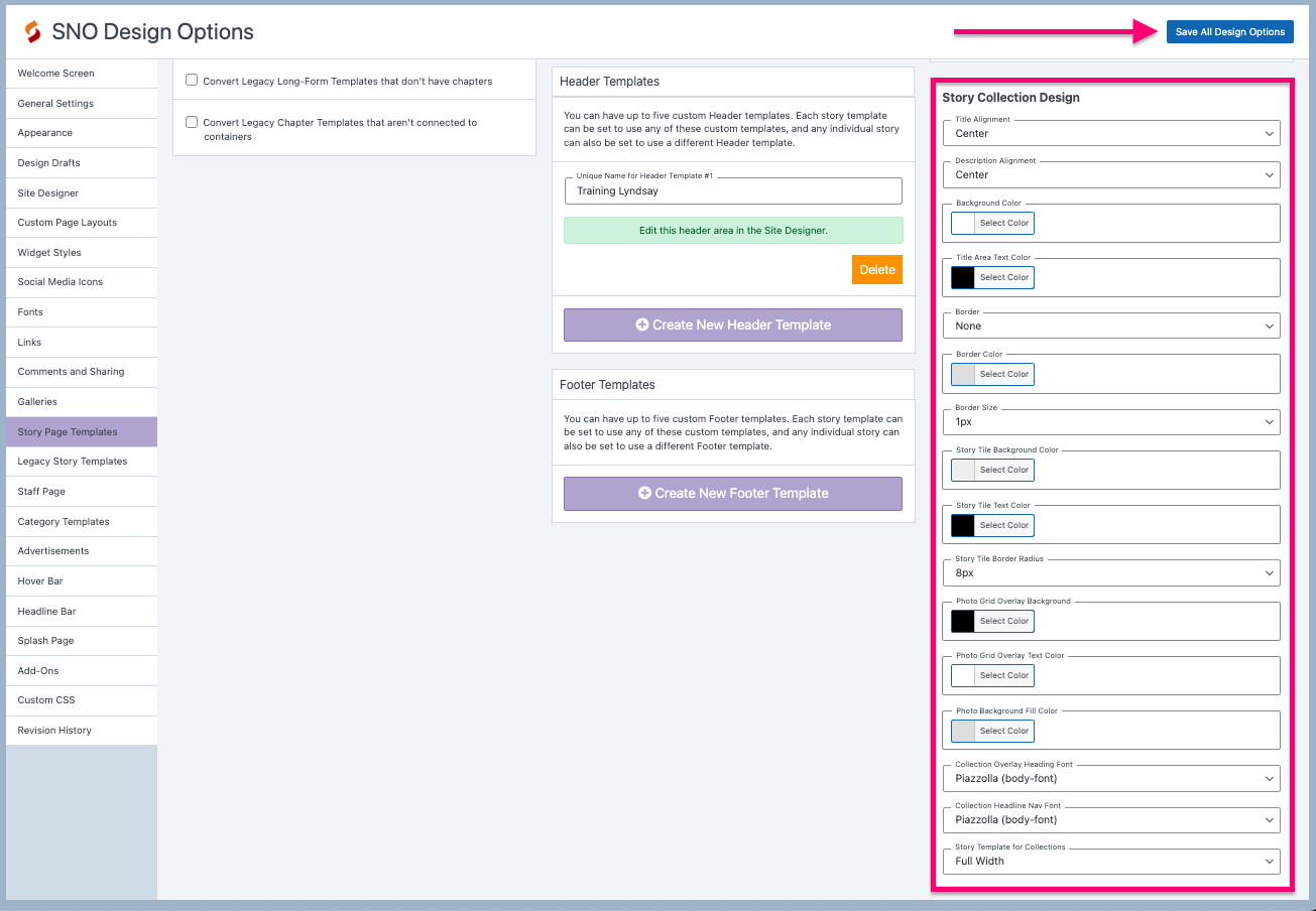 Story Collections – SNO Sites Support